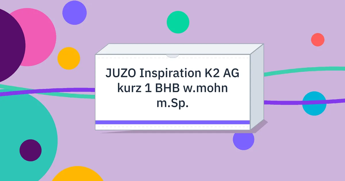 Symbolbild: Packung mit der Aufschrift JUZO Inspiration K2 AG kurz 1 BHB w.mohn m.Sp. (PZN 14850216) – Verfügbarkeit und Bezug in Apotheken in Frankfurt am Main
