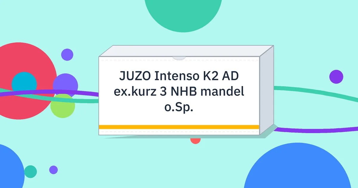 Symbolbild: Packung mit der Aufschrift JUZO Intenso K2 AD ex.kurz 3 NHB mandel o.Sp. (PZN 18622251) – Verfügbarkeit und Bezug in Apotheken in Frankfurt am Main