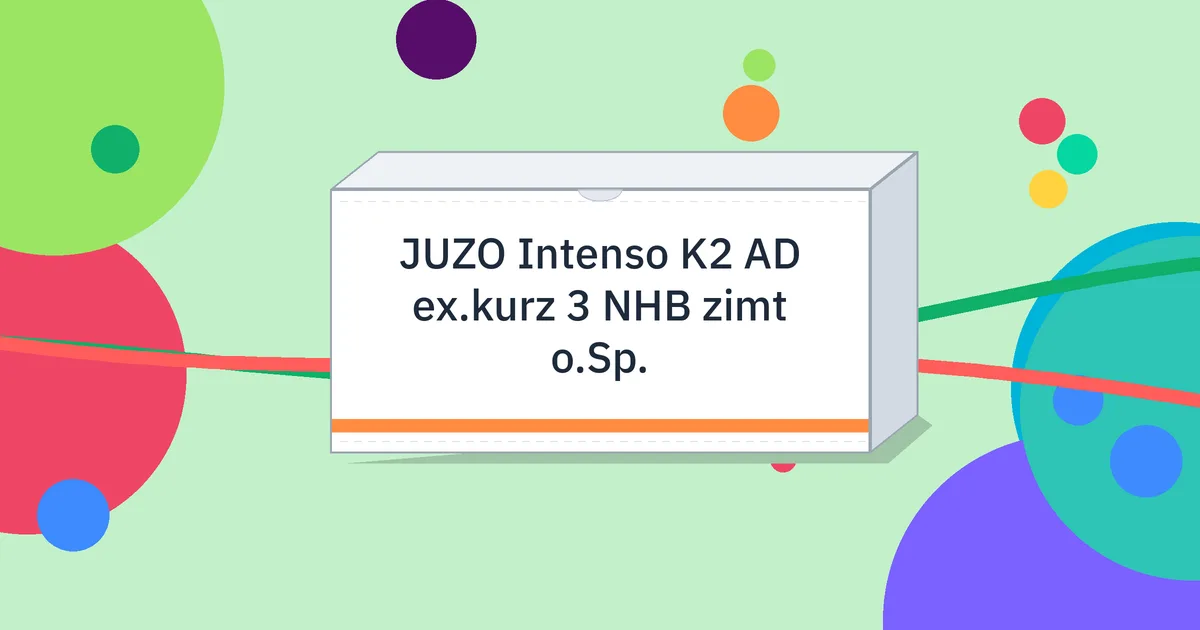 Symbolbild: Packung mit der Aufschrift JUZO Intenso K2 AD ex.kurz 3 NHB zimt o.Sp. (PZN 18622021) – Verfügbarkeit und Bezug in Apotheken in Frankfurt am Main