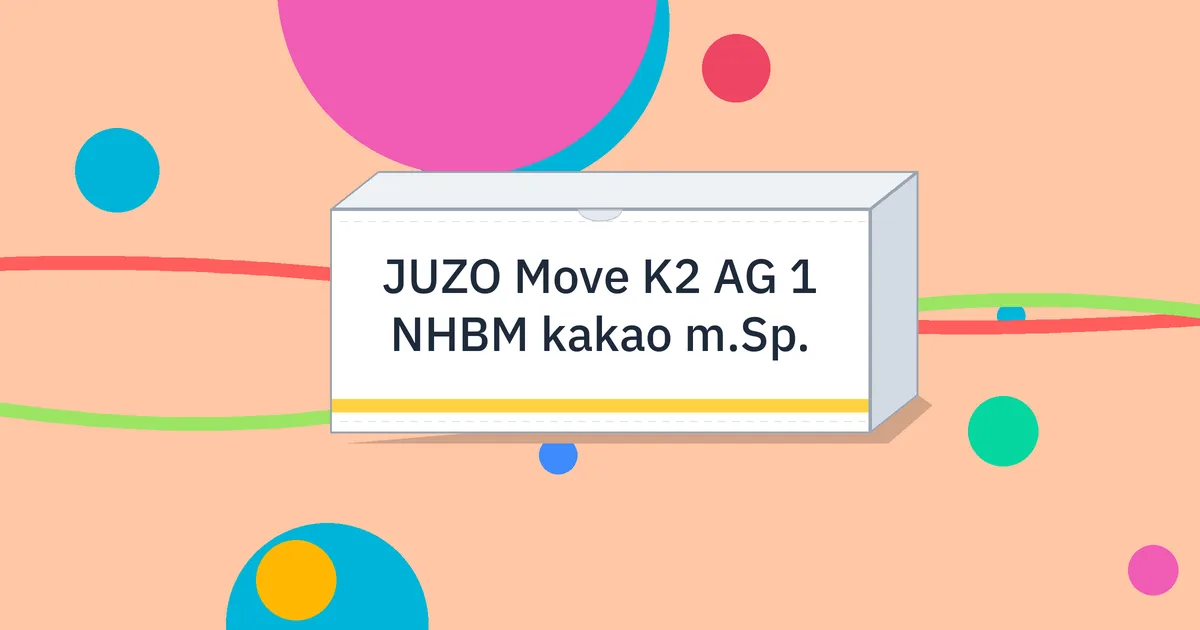 Symbolbild: Packung mit der Aufschrift JUZO Move K2 AG 1 NHBM kakao m.Sp. (PZN 18555017) – Verfügbarkeit und Bezug in Apotheken in Frankfurt am Main