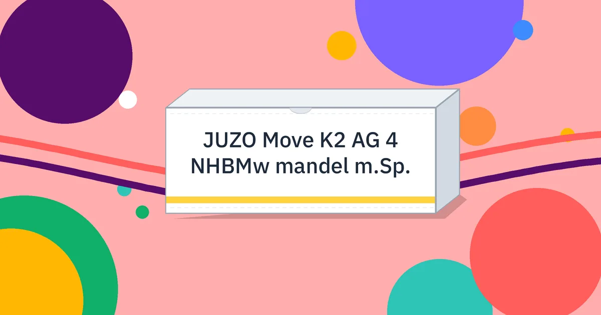 Symbolbild: Packung mit der Aufschrift JUZO Move K2 AG 4 NHBMw mandel m.Sp. (PZN 16644159) – Verfügbarkeit und Bezug in Apotheken in Frankfurt am Main