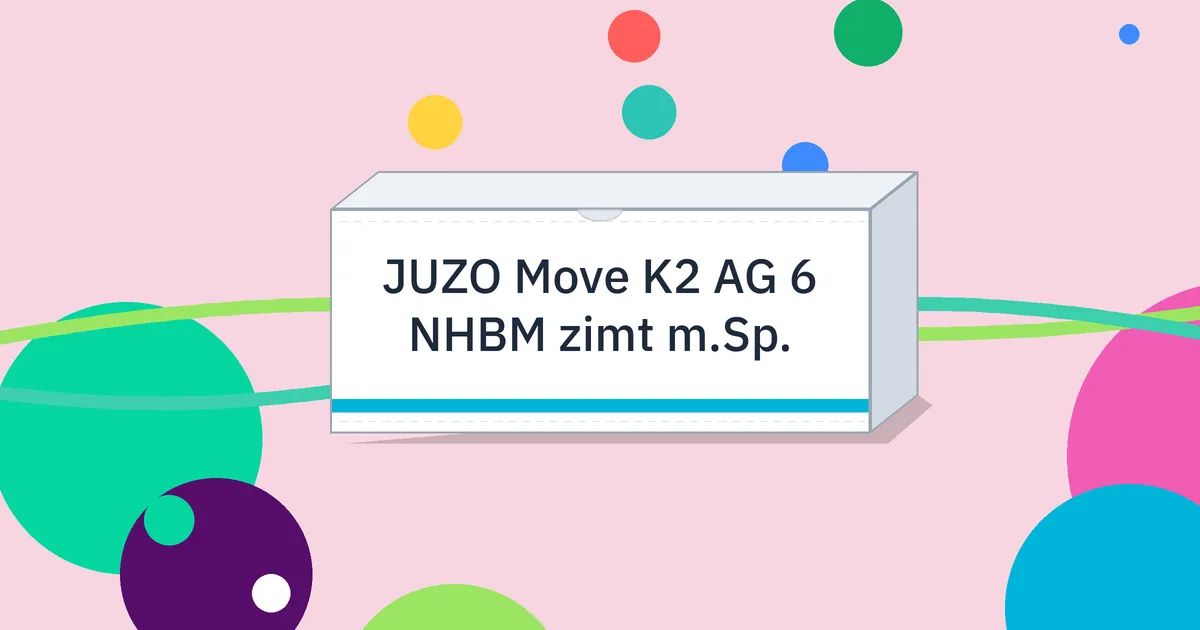 Symbolbild: Packung mit der Aufschrift JUZO Move K2 AG 6 NHBM zimt m.Sp. (PZN 18523359) – Verfügbarkeit und Bezug in Apotheken in Frankfurt am Main