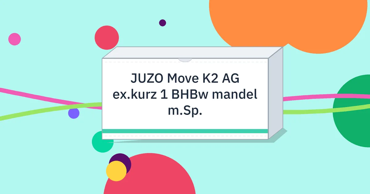 Symbolbild: Packung mit der Aufschrift JUZO Move K2 AG ex.kurz 1 BHBw mandel m.Sp. (PZN 16645756) – Verfügbarkeit und Bezug in Apotheken in Frankfurt am Main