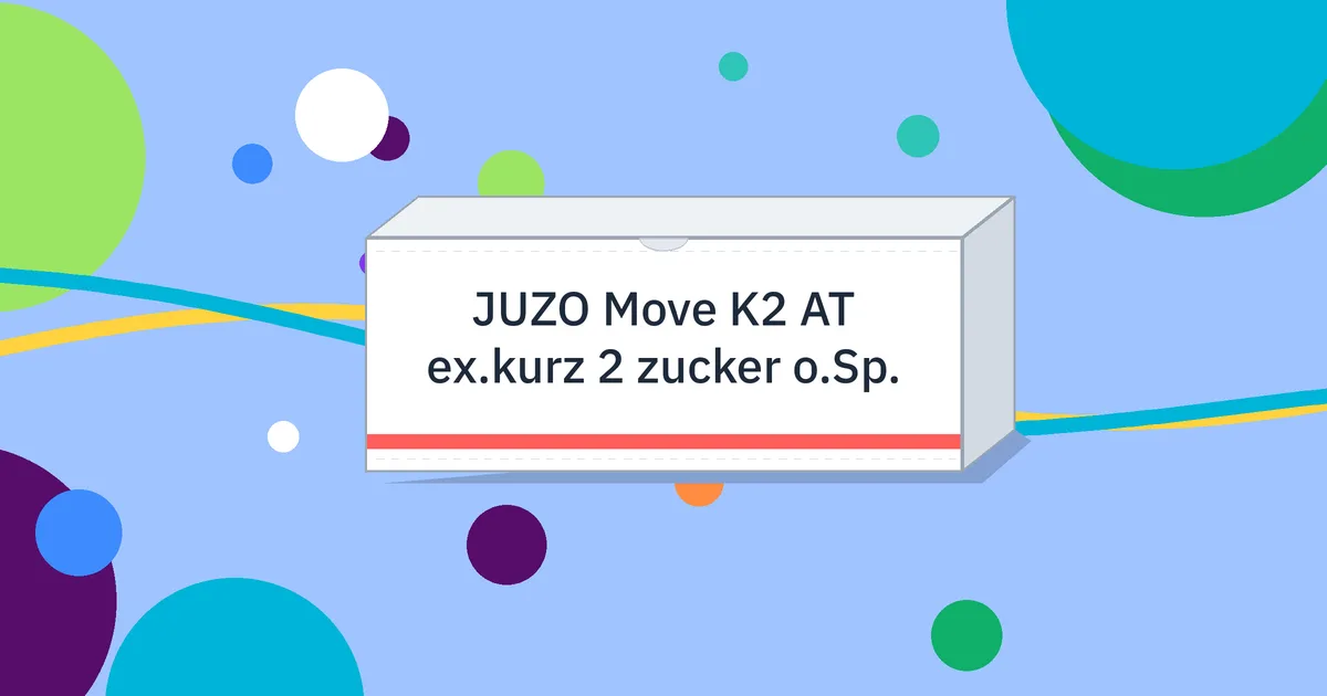 Symbolbild: Packung mit der Aufschrift JUZO Move K2 AT ex.kurz 2 zucker o.Sp. (PZN 20672078) – Verfügbarkeit und Bezug in Apotheken in Frankfurt am Main