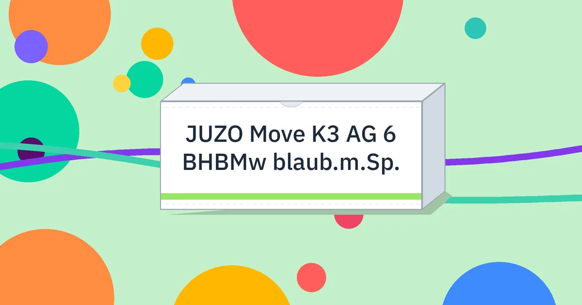 Symbolbild: Packung mit der Aufschrift JUZO Move K3 AG 6 BHBMw blaub.m.Sp. (PZN 18588146) – Verfügbarkeit und Bezug in Apotheken in Frankfurt am Main