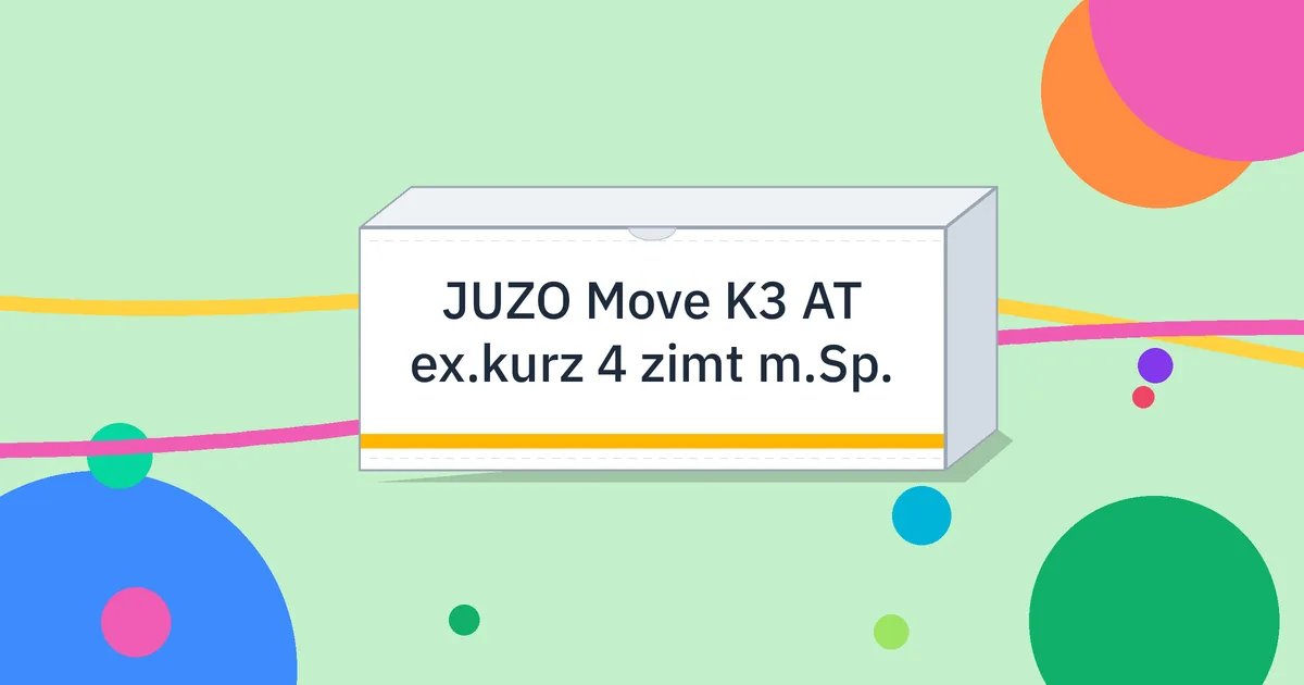Symbolbild: Packung mit der Aufschrift JUZO Move K3 AT ex.kurz 4 zimt m.Sp. (PZN 20679979) – Verfügbarkeit und Bezug in Apotheken in Frankfurt am Main