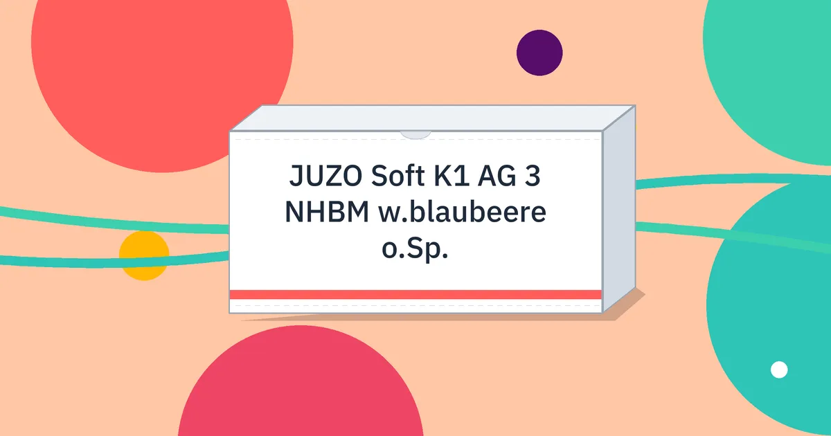 Symbolbild: Packung mit der Aufschrift JUZO Soft K1 AG 3 NHBM w.blaubeere o.Sp. (PZN 14999220) – Verfügbarkeit und Bezug in Apotheken in Frankfurt am Main