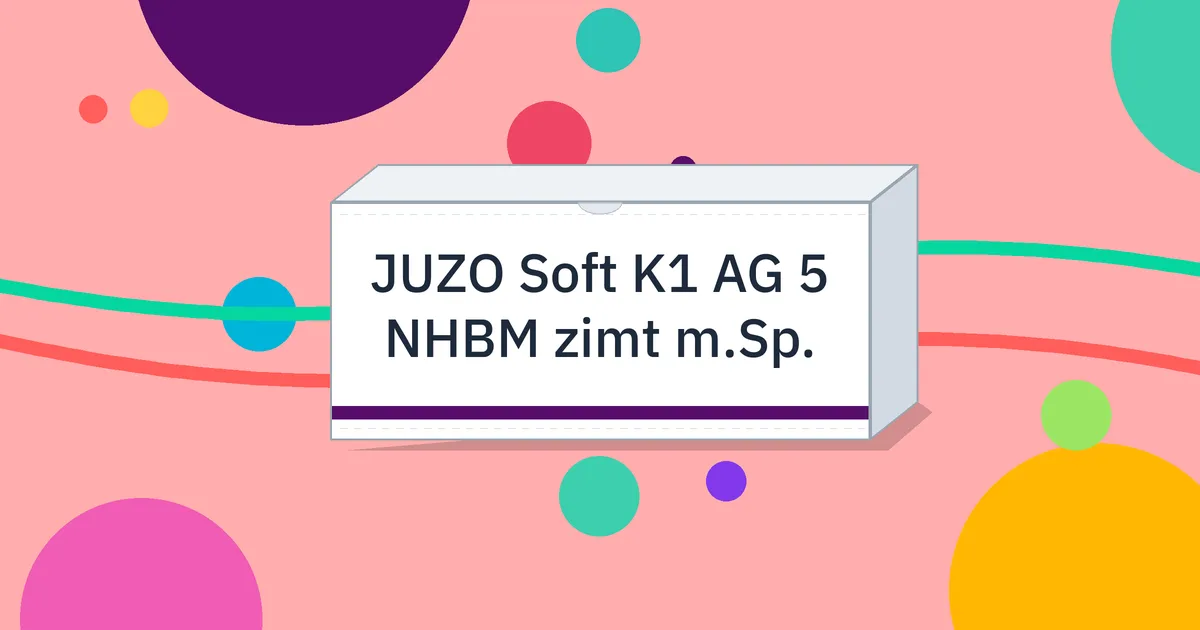 Symbolbild: Packung mit der Aufschrift JUZO Soft K1 AG 5 NHBM zimt m.Sp. (PZN 14999384) – Verfügbarkeit und Bezug in Apotheken in Frankfurt am Main
