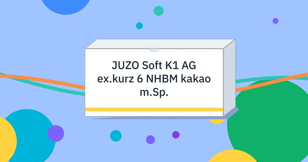 Symbolbild: Packung mit der Aufschrift JUZO Soft K1 AG ex.kurz 6 NHBM kakao m.Sp. (PZN 15018098) – Verfügbarkeit und Bezug in Apotheken in Frankfurt am Main