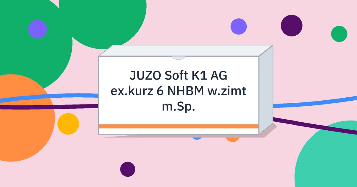 Symbolbild: Packung mit der Aufschrift JUZO Soft K1 AG ex.kurz 6 NHBM w.zimt m.Sp. (PZN 15018247) – Verfügbarkeit und Bezug in Apotheken in Frankfurt am Main