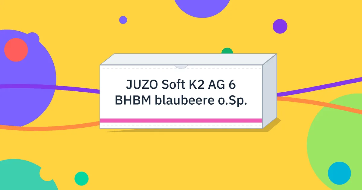 Symbolbild: Packung mit der Aufschrift JUZO Soft K2 AG 6 BHBM blaubeere o.Sp. (PZN 14861065) – Verfügbarkeit und Bezug in Apotheken in Frankfurt am Main