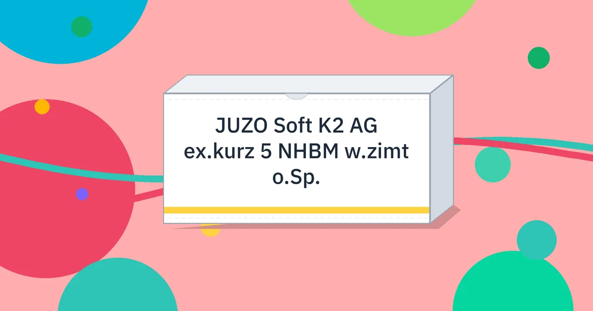 Symbolbild: Packung mit der Aufschrift JUZO Soft K2 AG ex.kurz 5 NHBM w.zimt o.Sp. (PZN 15002312) – Verfügbarkeit und Bezug in Apotheken in Frankfurt am Main