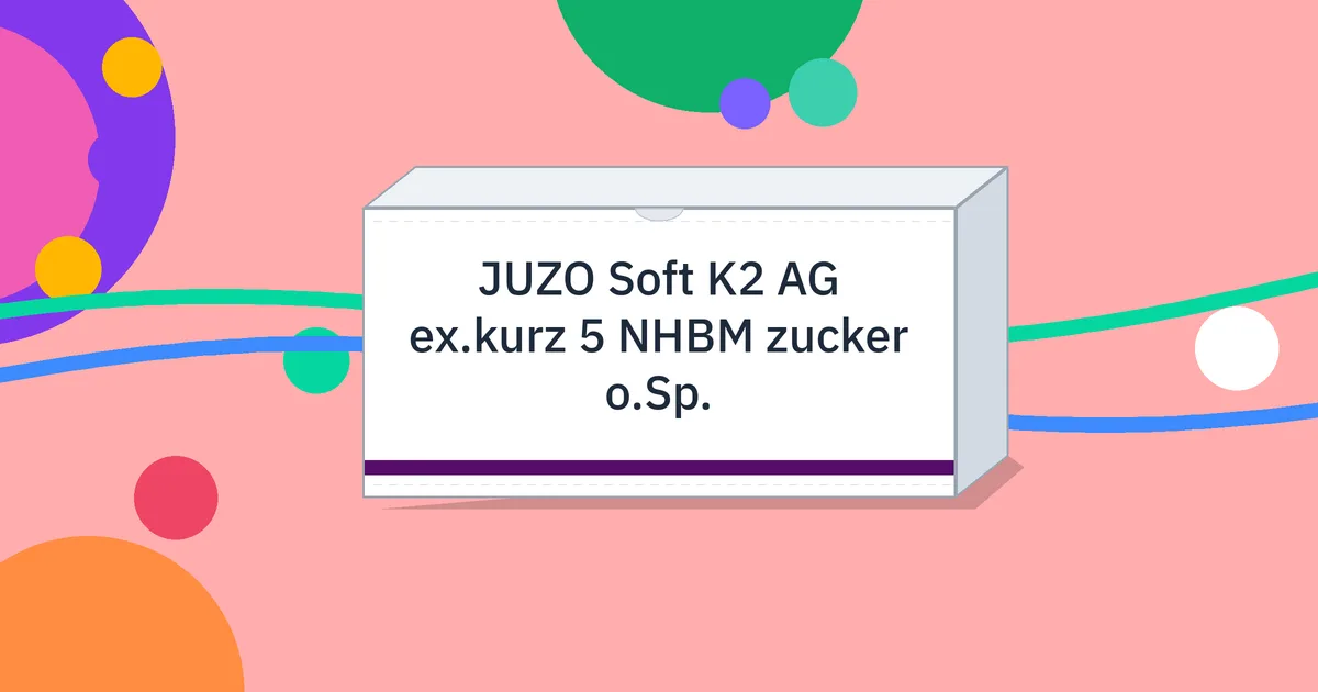 Symbolbild: Packung mit der Aufschrift JUZO Soft K2 AG ex.kurz 5 NHBM zucker o.Sp. (PZN 15022579) – Verfügbarkeit und Bezug in Apotheken in Frankfurt am Main