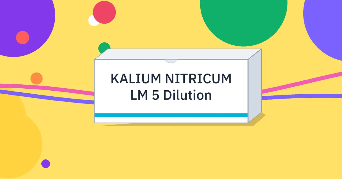 Symbolbild: Packung mit der Aufschrift KALIUM NITRICUM LM 5 Dilution (PZN 12923164) – Verfügbarkeit und Bezug in Apotheken in Frankfurt am Main