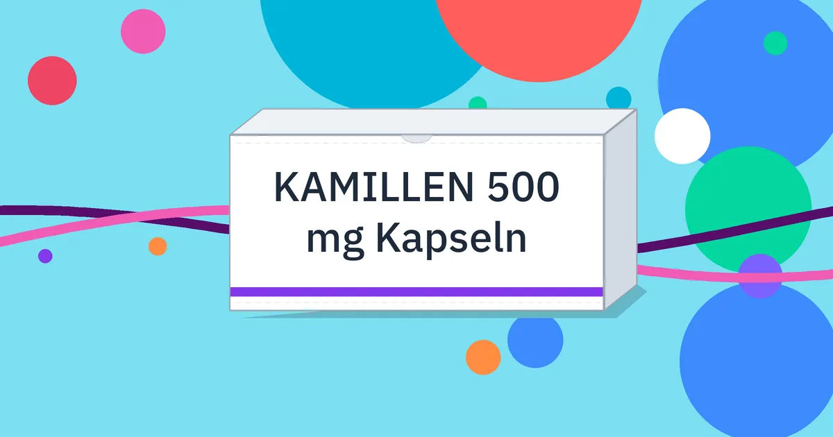 Symbolbild: Packung mit der Aufschrift KAMILLEN 500 mg Kapseln (PZN 17178854) – Verfügbarkeit und Bezug in Apotheken in Frankfurt am Main