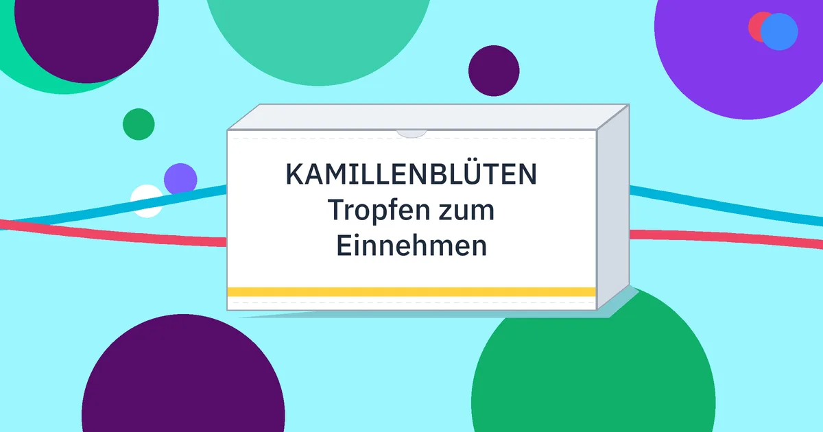 Symbolbild: Packung mit der Aufschrift KAMILLENBLÜTEN Tropfen zum Einnehmen (PZN 17427530) – Verfügbarkeit und Bezug in Apotheken in Frankfurt am Main