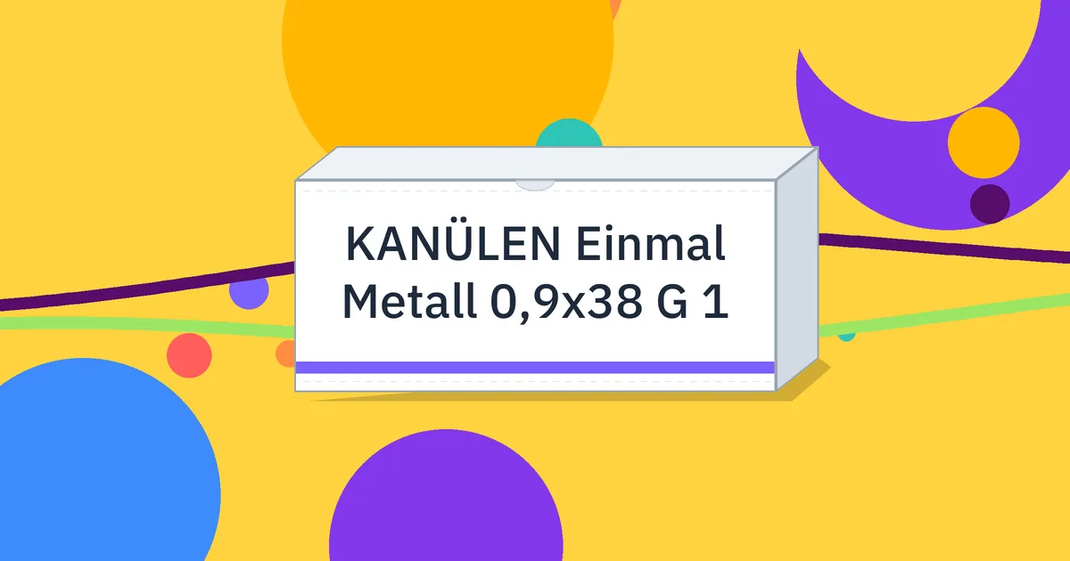 Symbolbild: Packung mit der Aufschrift KANÜLEN Einmal Metall 0,9x38 G 1 (PZN 02439912) – Verfügbarkeit und Bezug in Apotheken in Frankfurt am Main