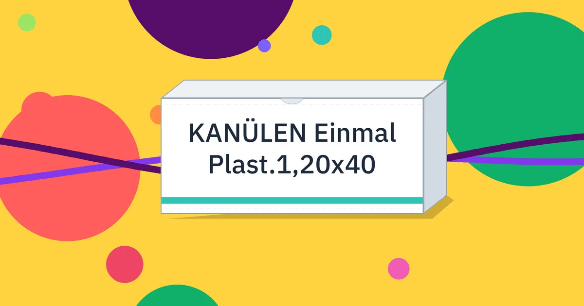 Symbolbild: Packung mit der Aufschrift KANÜLEN Einmal Plast.1,20x40 (PZN 01963829) – Verfügbarkeit und Bezug in Apotheken in Frankfurt am Main