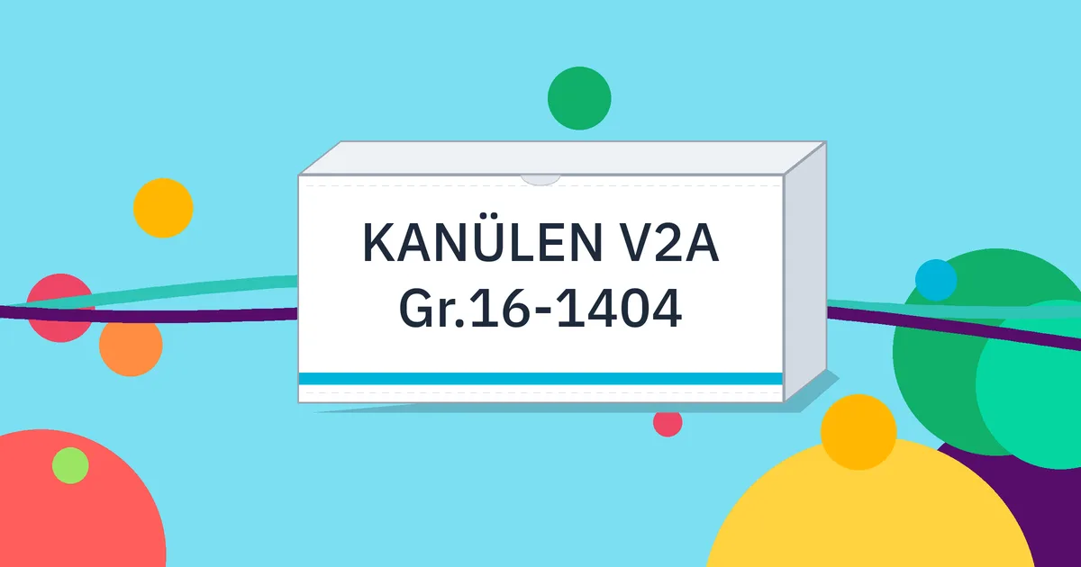 Symbolbild: Packung mit der Aufschrift KANÜLEN V2A Gr.16-1404 (PZN 01963657) – Verfügbarkeit und Bezug in Apotheken in Frankfurt am Main