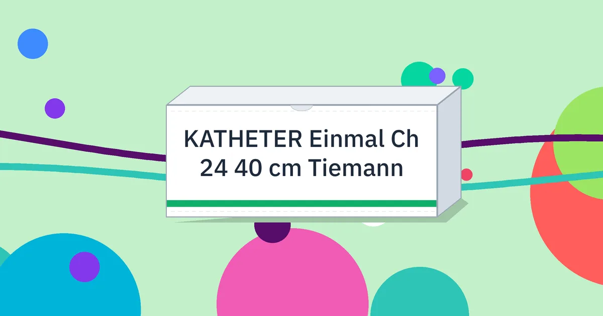 Symbolbild: Packung mit der Aufschrift KATHETER Einmal Ch 24 40 cm Tiemann (PZN 01730143) – Verfügbarkeit und Bezug in Apotheken in Frankfurt am Main