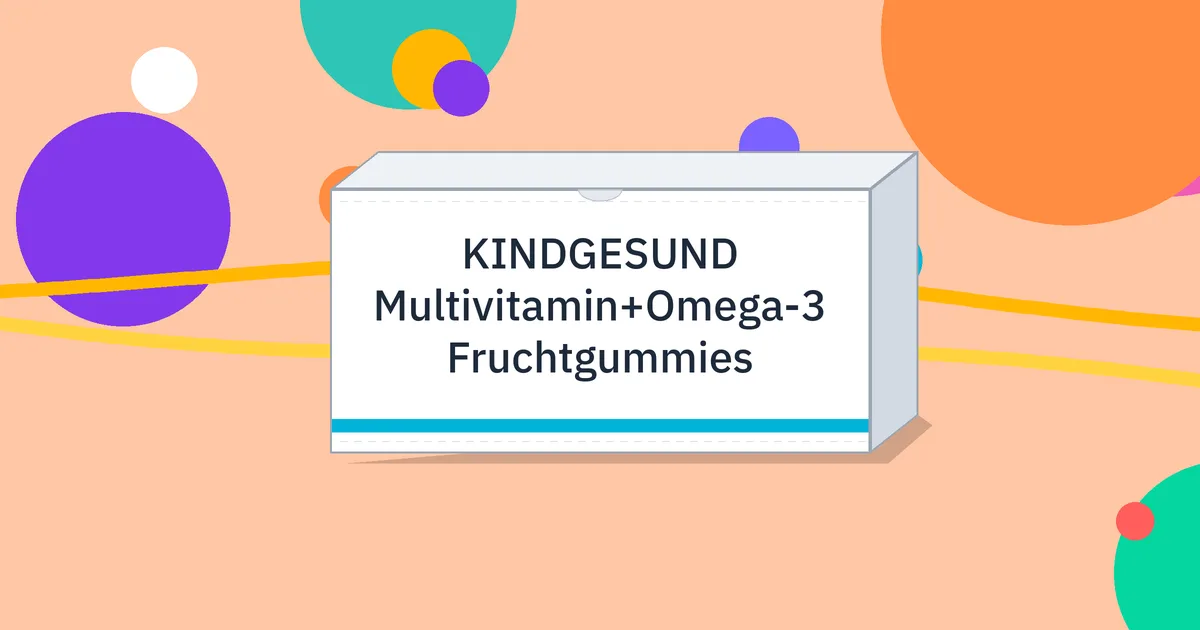 Symbolbild: Packung mit der Aufschrift KINDGESUND Multivitamin+Omega-3 Fruchtgummies (PZN 20329386) – Verfügbarkeit und Bezug in Apotheken in Frankfurt am Main