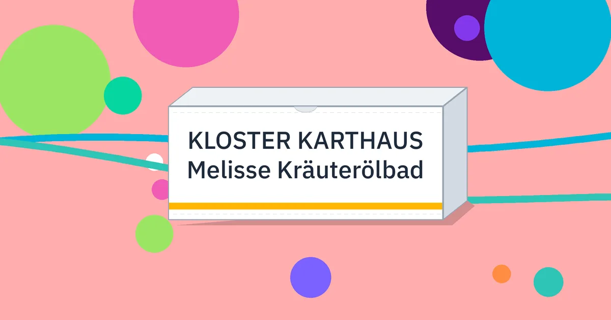 Symbolbild: Packung mit der Aufschrift KLOSTER KARTHAUS Melisse Kräuterölbad (PZN 01654212) – Verfügbarkeit und Bezug in Apotheken in Frankfurt am Main