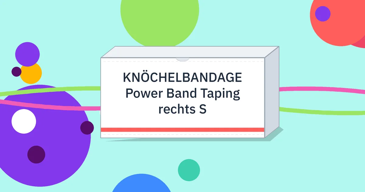 Symbolbild: Packung mit der Aufschrift KNÖCHELBANDAGE Power Band Taping rechts S (PZN 15383892) – Verfügbarkeit und Bezug in Apotheken in Frankfurt am Main