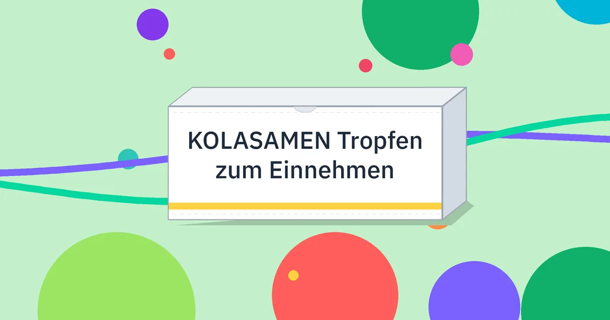 Symbolbild: Packung mit der Aufschrift KOLASAMEN Tropfen zum Einnehmen (PZN 11866837) – Verfügbarkeit und Bezug in Apotheken in Frankfurt am Main