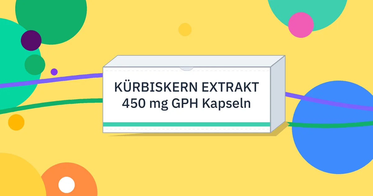 Symbolbild: Packung mit der Aufschrift KÜRBISKERN EXTRAKT 450 mg GPH Kapseln (PZN 13425787) – Verfügbarkeit und Bezug in Apotheken in Frankfurt am Main
