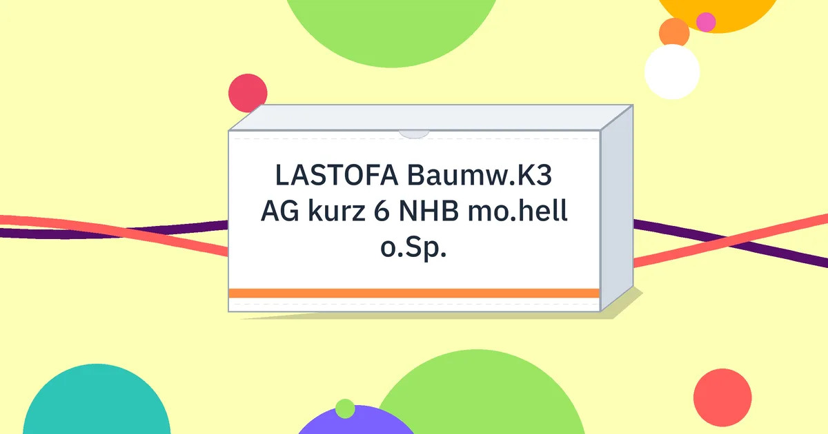 Symbolbild: Packung mit der Aufschrift LASTOFA Baumw.K3 AG kurz 6 NHB mo.hell o.Sp. (PZN 01956002) – Verfügbarkeit und Bezug in Apotheken in Frankfurt am Main