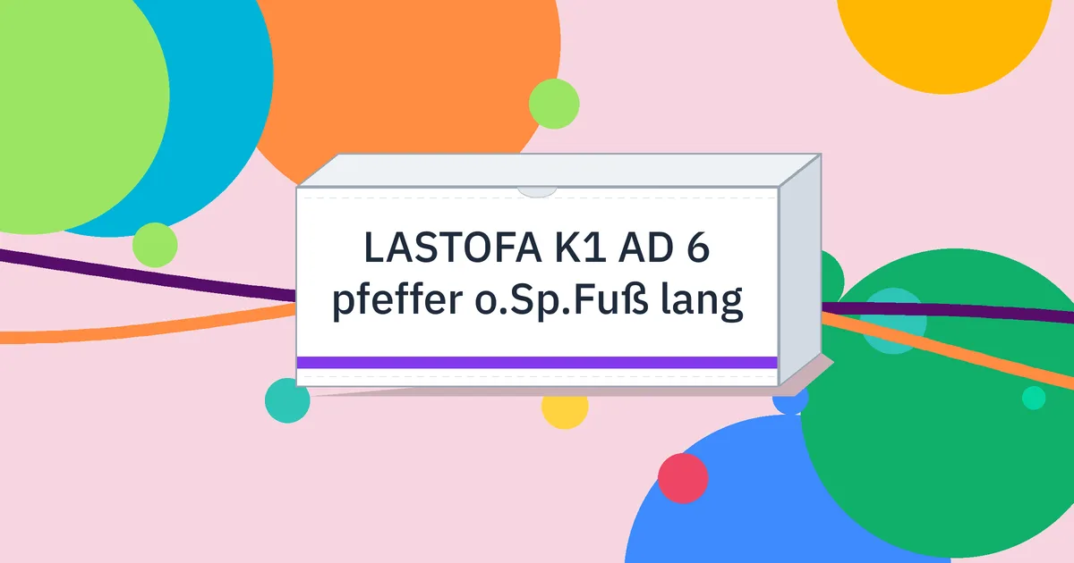 Symbolbild: Packung mit der Aufschrift LASTOFA K1 AD 6 pfeffer o.Sp.Fuß lang (PZN 14146925) – Verfügbarkeit und Bezug in Apotheken in Frankfurt am Main