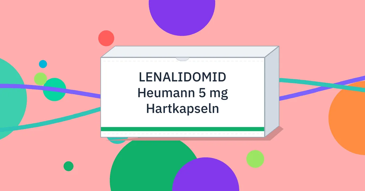 Symbolbild: Packung mit der Aufschrift LENALIDOMID Heumann 5 mg Hartkapseln (PZN 16516898) – Verfügbarkeit und Bezug in Apotheken in Frankfurt am Main