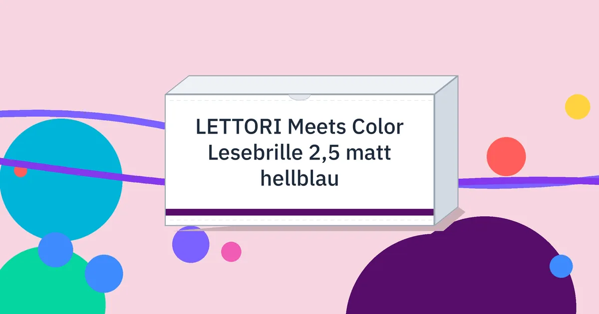Symbolbild: Packung mit der Aufschrift LETTORI Meets Color Lesebrille 2,5 matt hellblau (PZN 11057322) – Verfügbarkeit und Bezug in Apotheken in Frankfurt am Main
