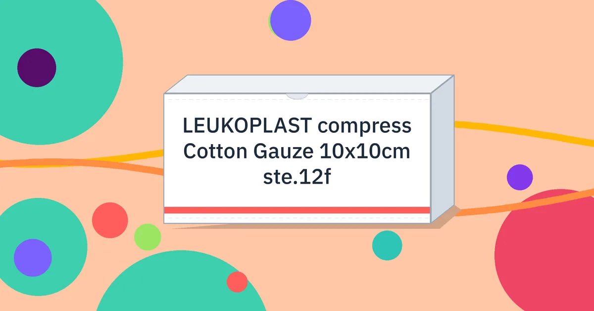 Symbolbild: Packung mit der Aufschrift LEUKOPLAST compress Cotton Gauze 10x10cm ste.12f (PZN 17208578) – Verfügbarkeit und Bezug in Apotheken in Frankfurt am Main