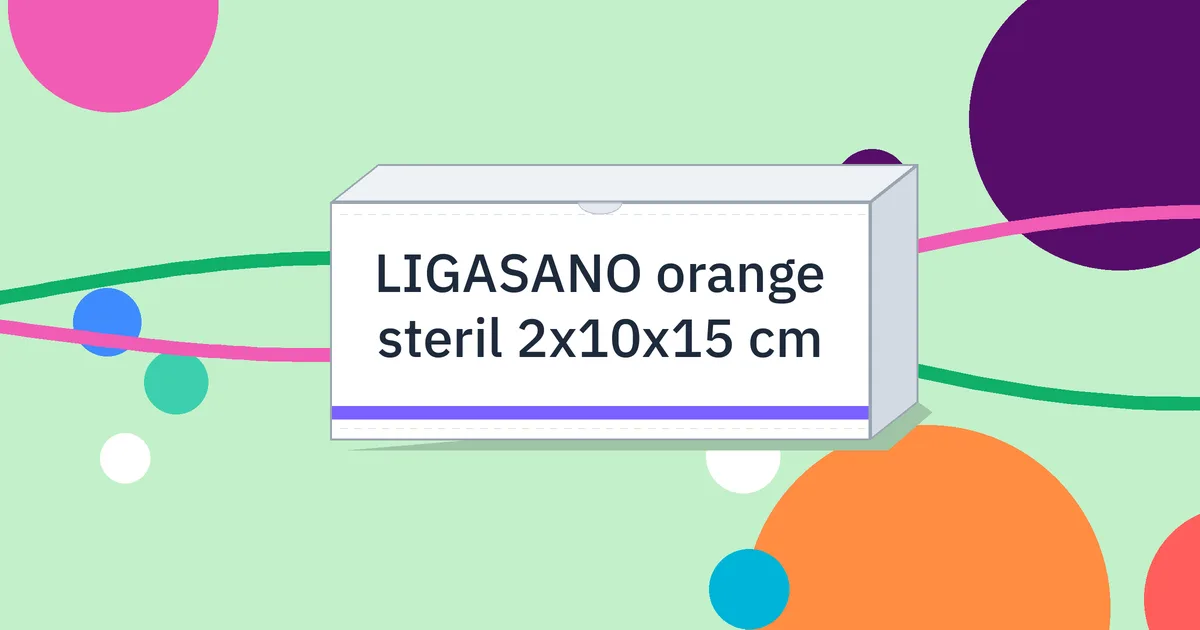 Symbolbild: Packung mit der Aufschrift LIGASANO orange steril 2x10x15 cm (PZN 17252131) – Verfügbarkeit und Bezug in Apotheken in Frankfurt am Main