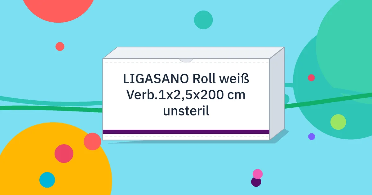 Symbolbild: Packung mit der Aufschrift LIGASANO Roll weiß Verb.1x2,5x200 cm unsteril (PZN 17250853) – Verfügbarkeit und Bezug in Apotheken in Frankfurt am Main
