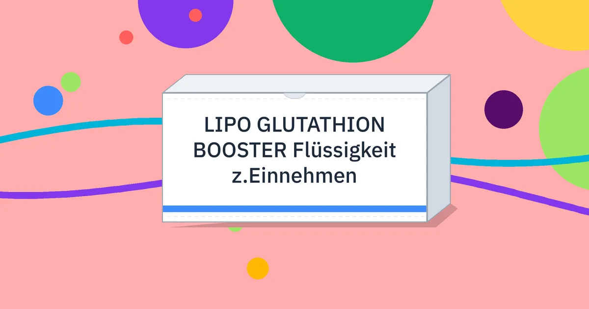 Symbolbild: Packung mit der Aufschrift LIPO GLUTATHION BOOSTER Flüssigkeit z.Einnehmen (PZN 17160280) – Verfügbarkeit und Bezug in Apotheken in Frankfurt am Main