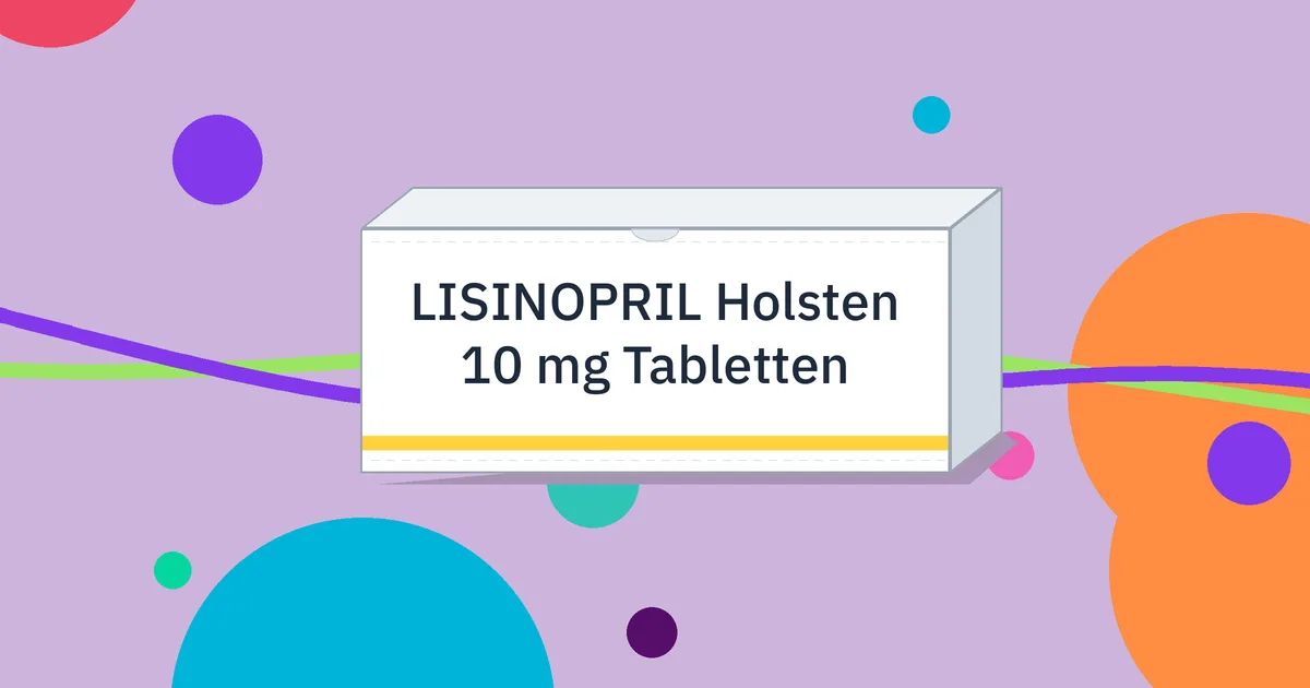 Symbolbild: Packung mit der Aufschrift LISINOPRIL Holsten 10 mg Tabletten (PZN 16633150) – Verfügbarkeit und Bezug in Apotheken in Frankfurt am Main