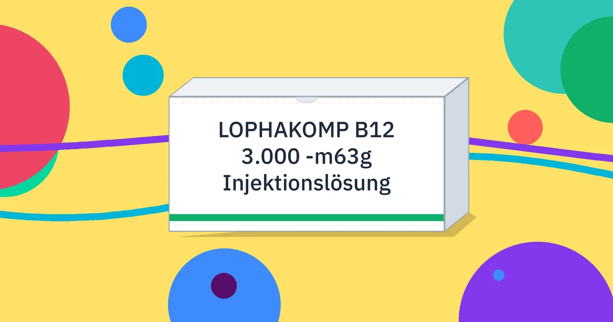 Symbolbild: Packung mit der Aufschrift LOPHAKOMP B12 3.000 -m63g Injektionslösung (PZN 04777530) – Verfügbarkeit und Bezug in Apotheken in Frankfurt am Main