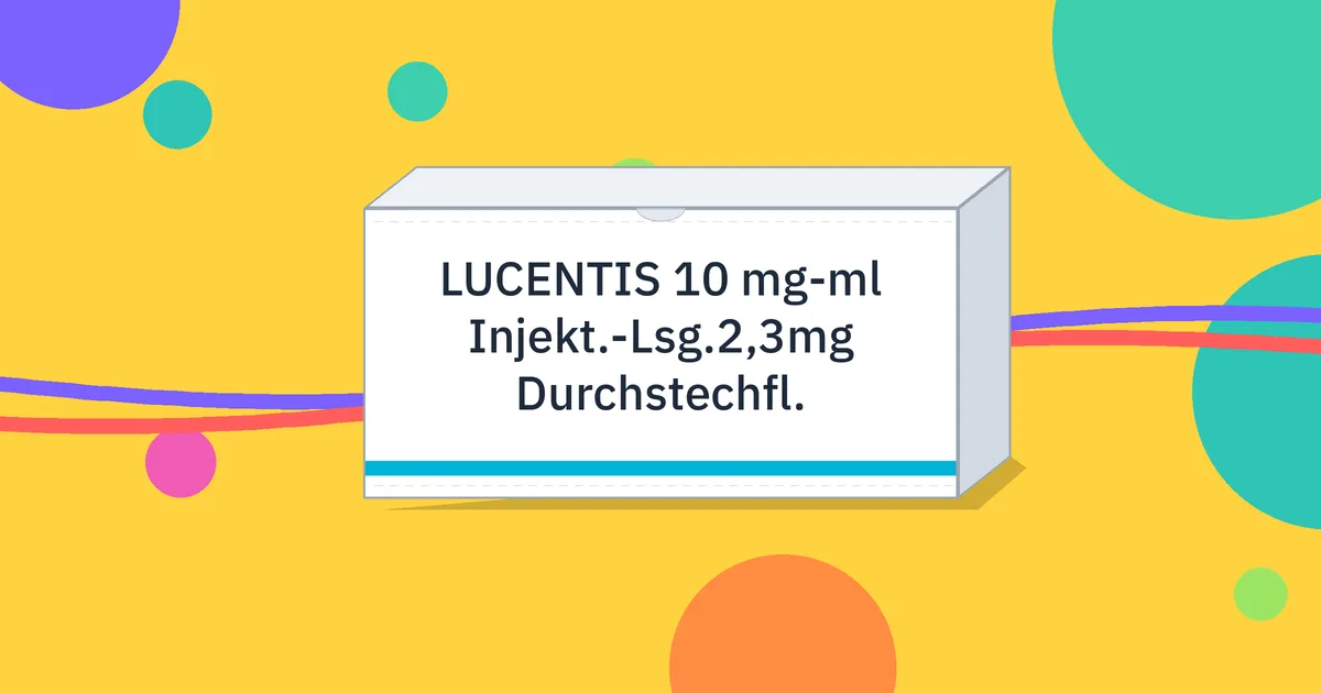 Symbolbild: Packung mit der Aufschrift LUCENTIS 10 mg-ml Injekt.-Lsg.2,3mg Durchstechfl. (PZN 16163595) – Verfügbarkeit und Bezug in Apotheken in Frankfurt am Main