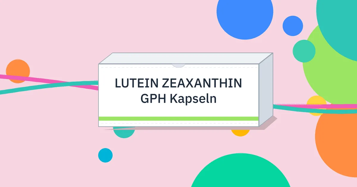 Symbolbild: Packung mit der Aufschrift LUTEIN ZEAXANTHIN GPH Kapseln (PZN 00682850) – Verfügbarkeit und Bezug in Apotheken in Frankfurt am Main