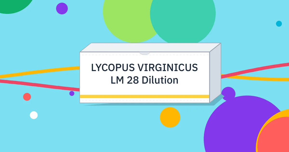Symbolbild: Packung mit der Aufschrift LYCOPUS VIRGINICUS LM 28 Dilution (PZN 13538681) – Verfügbarkeit und Bezug in Apotheken in Frankfurt am Main