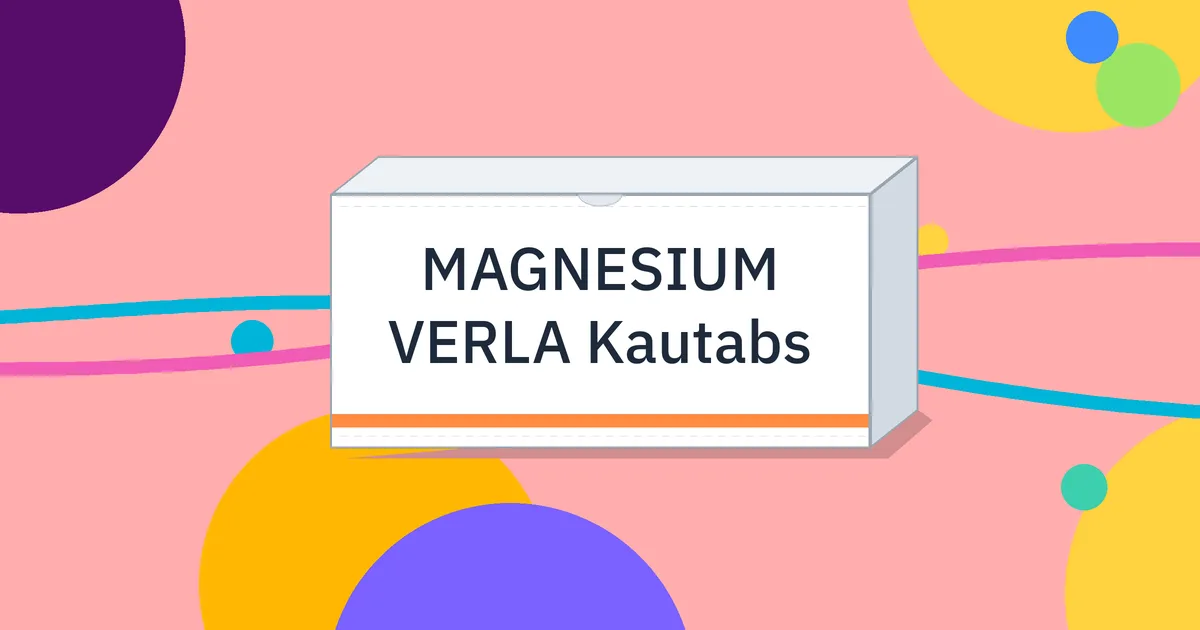 Symbolbild: Packung mit der Aufschrift MAGNESIUM VERLA Kautabs (PZN 12354536) – Verfügbarkeit und Bezug in Apotheken in Frankfurt am Main