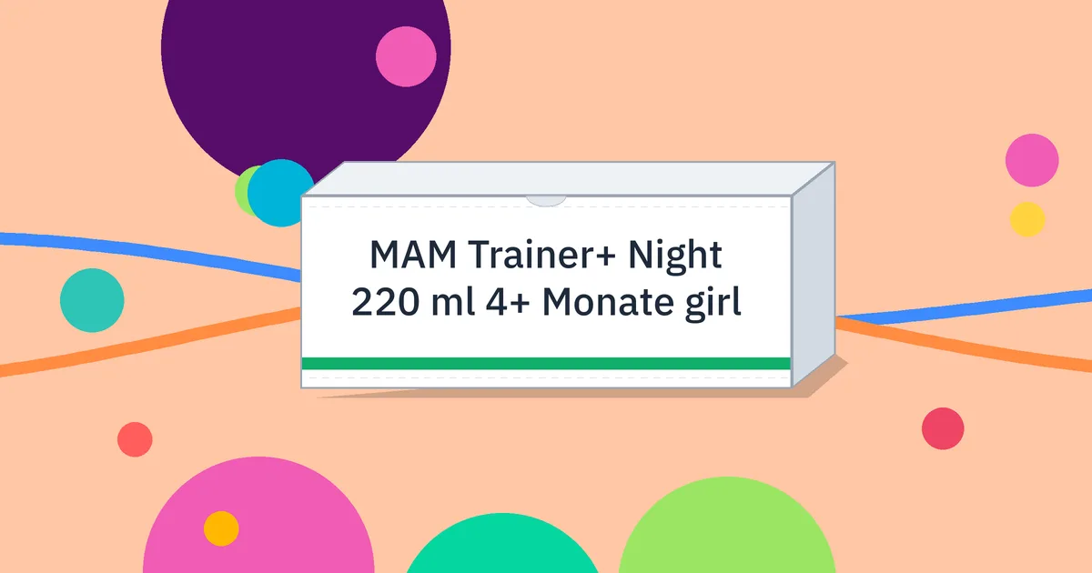 Symbolbild: Packung mit der Aufschrift MAM Trainer+ Night 220 ml 4+ Monate girl (PZN 18361796) – Verfügbarkeit und Bezug in Apotheken in Frankfurt am Main