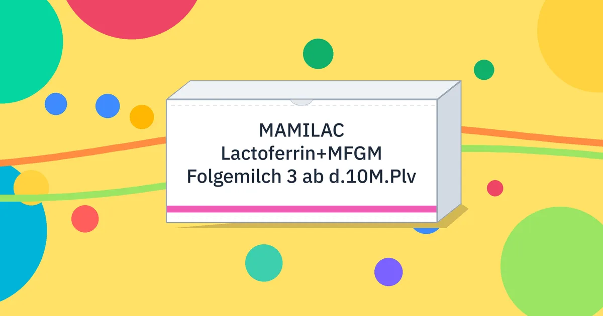 Symbolbild: Packung mit der Aufschrift MAMILAC Lactoferrin+MFGM Folgemilch 3 ab d.10M.Plv (PZN 20783085) – Verfügbarkeit und Bezug in Apotheken in Frankfurt am Main