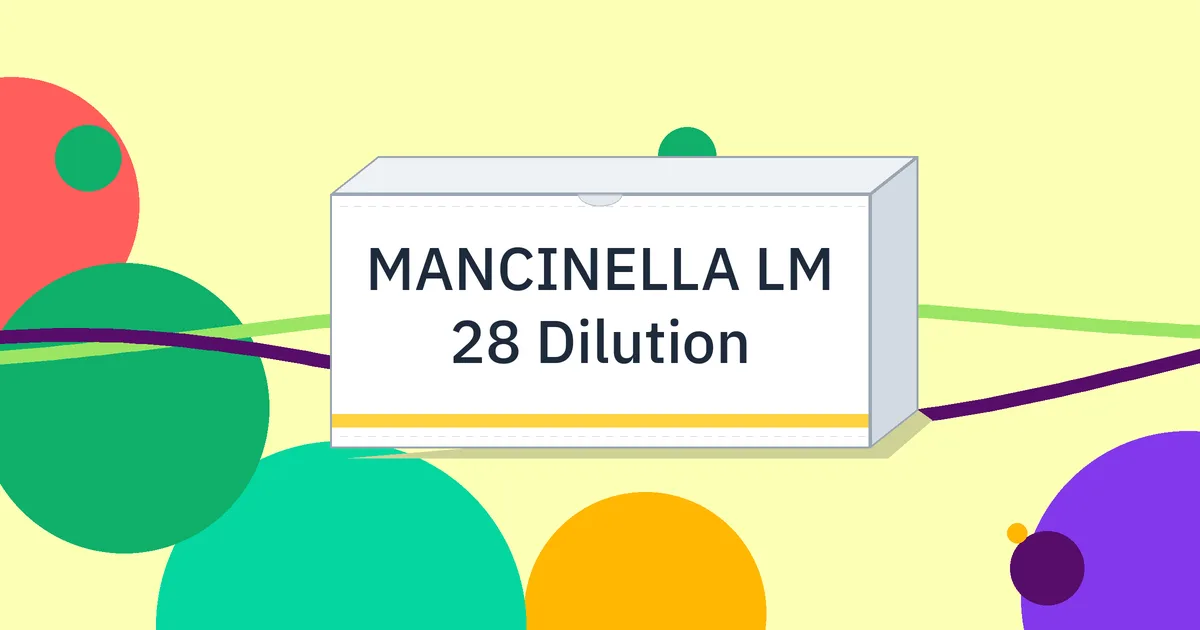 Symbolbild: Packung mit der Aufschrift MANCINELLA LM 28 Dilution (PZN 13541016) – Verfügbarkeit und Bezug in Apotheken in Frankfurt am Main