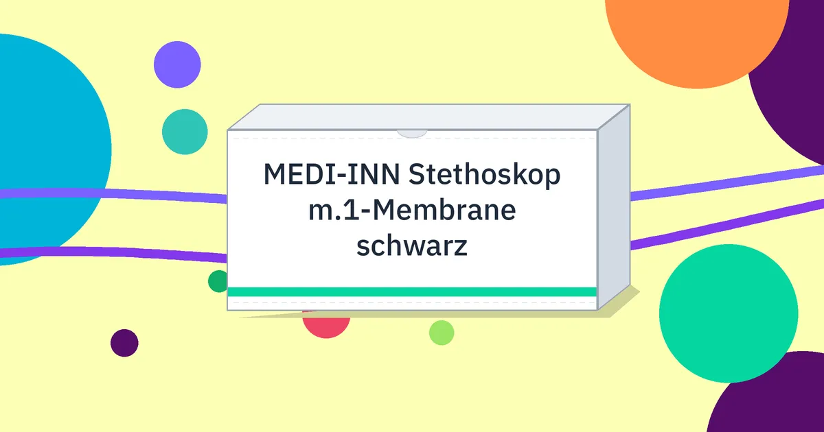 Symbolbild: Packung mit der Aufschrift MEDI-INN Stethoskop m.1-Membrane schwarz (PZN 04459014) – Verfügbarkeit und Bezug in Apotheken in Frankfurt am Main