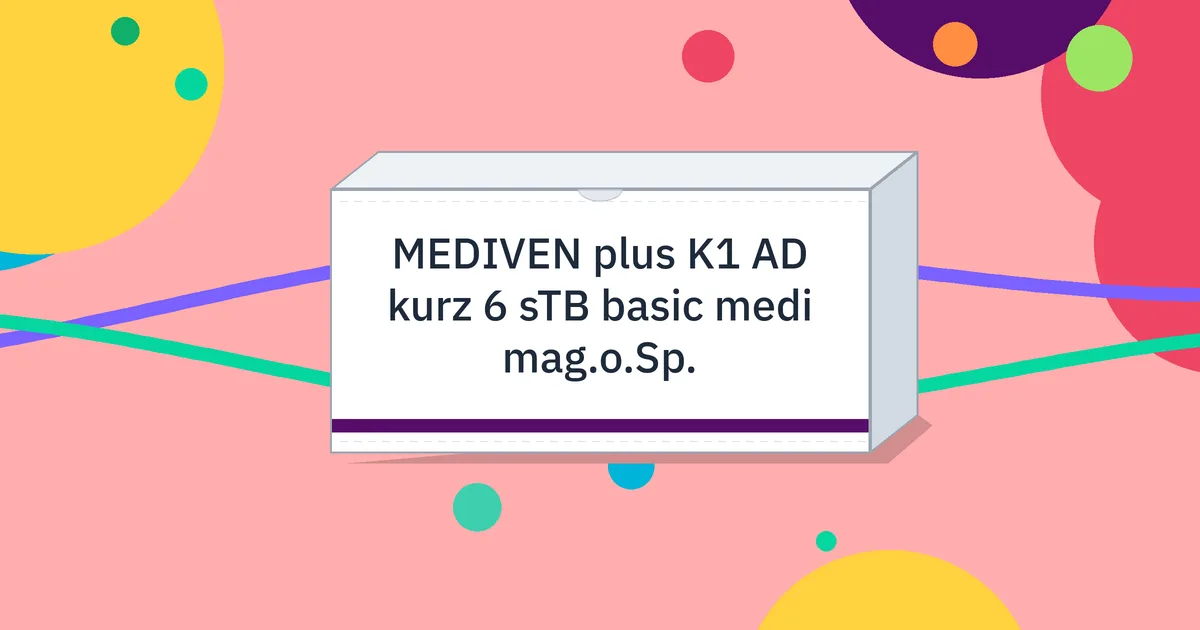 Symbolbild: Packung mit der Aufschrift MEDIVEN plus K1 AD kurz 6 sTB basic medi mag.o.Sp. (PZN 15047071) – Verfügbarkeit und Bezug in Apotheken in Frankfurt am Main