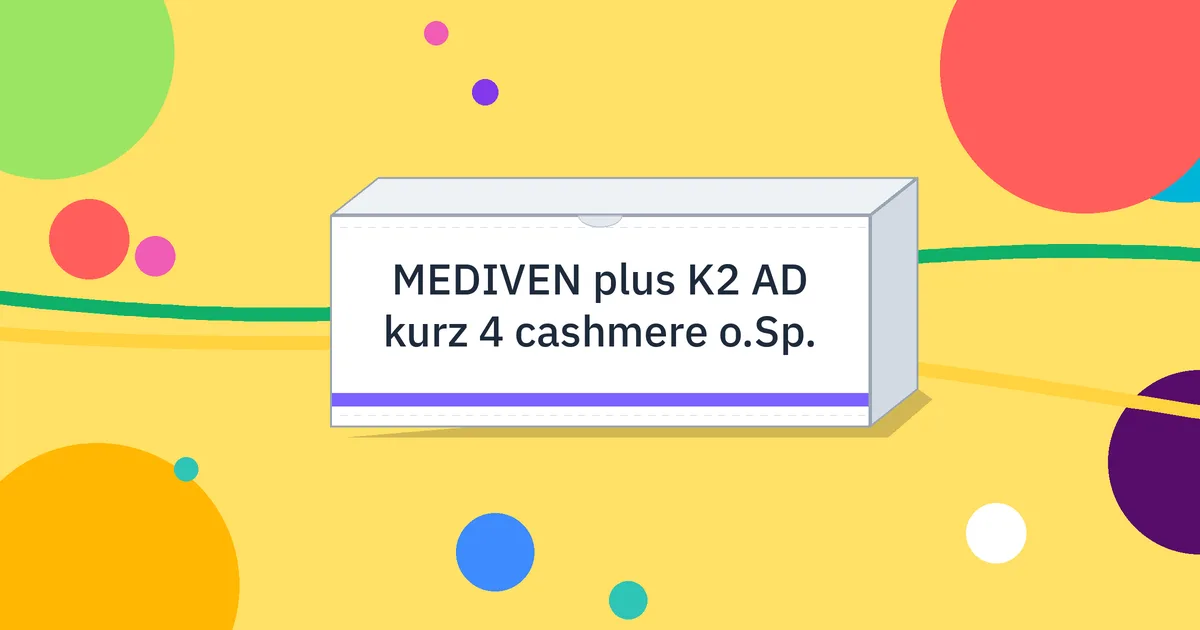 Symbolbild: Packung mit der Aufschrift MEDIVEN plus K2 AD kurz 4 cashmere o.Sp. (PZN 15096773) – Verfügbarkeit und Bezug in Apotheken in Frankfurt am Main