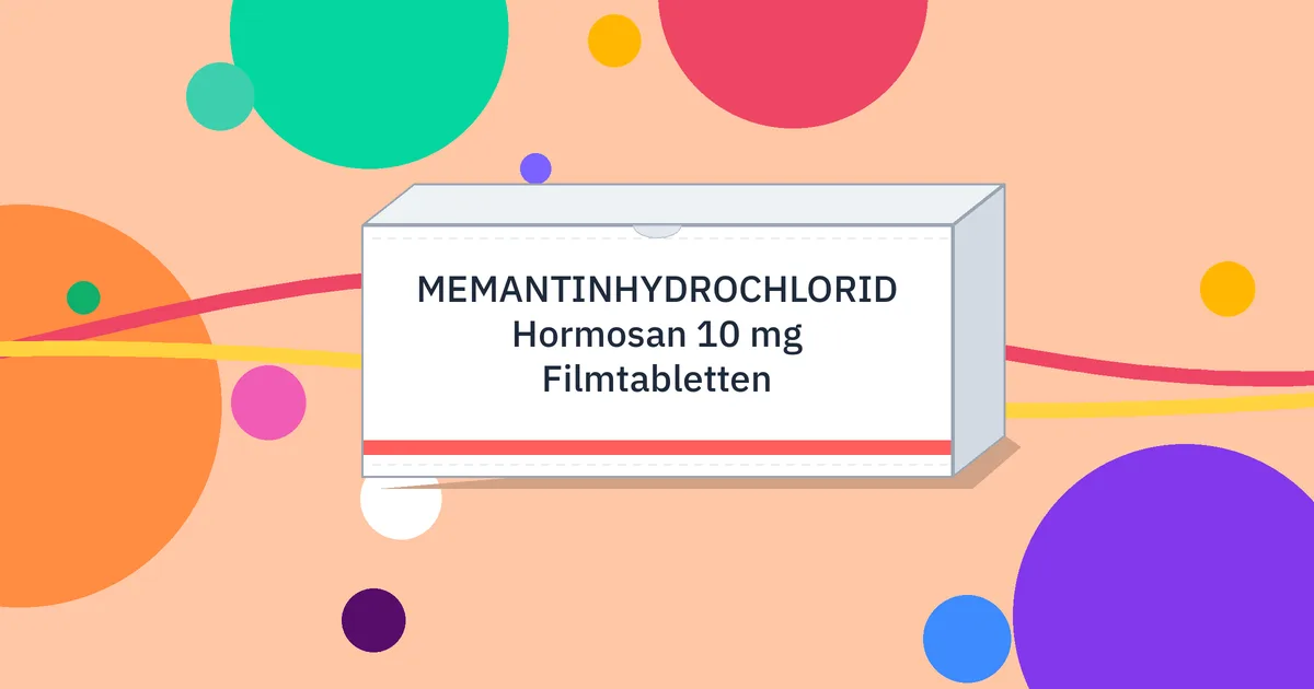 Symbolbild: Packung mit der Aufschrift MEMANTINHYDROCHLORID Hormosan 10 mg Filmtabletten (PZN 10067867) – Verfügbarkeit und Bezug in Apotheken in Frankfurt am Main